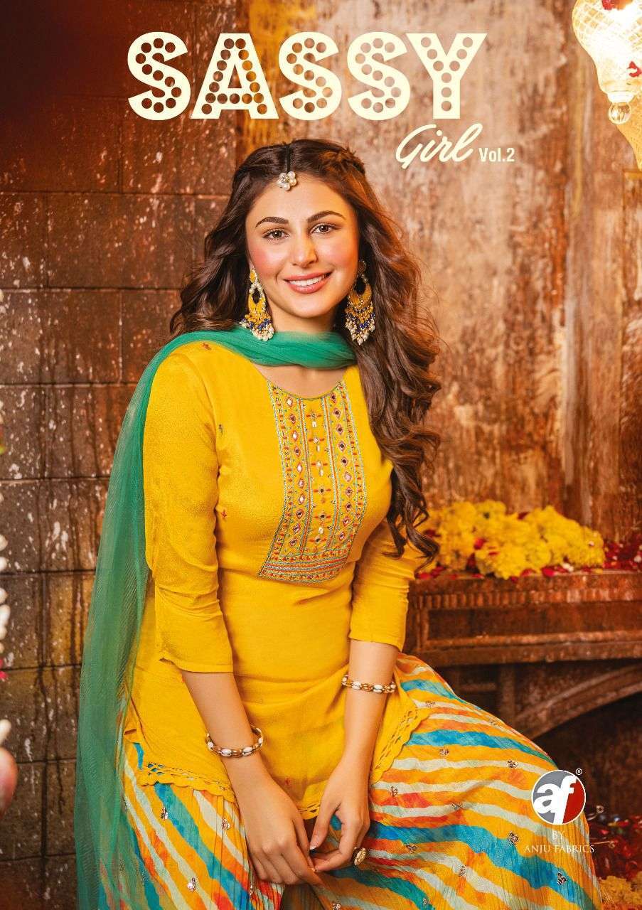 SASSY GIRL VOL-2 BY AF 7151 TO 7154 SERIES BEAUTIFUL SHARARA SUITS COLORFUL STYLISH FANCY CASUAL ...