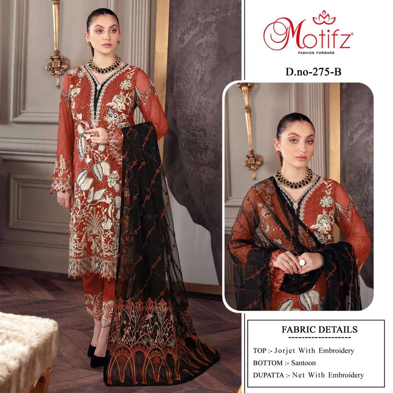MOTIFZ HIT DESIGN 275 COLOURS BY MOTIFZ 275-A TO 275-D SERIES PAKISTANI ...