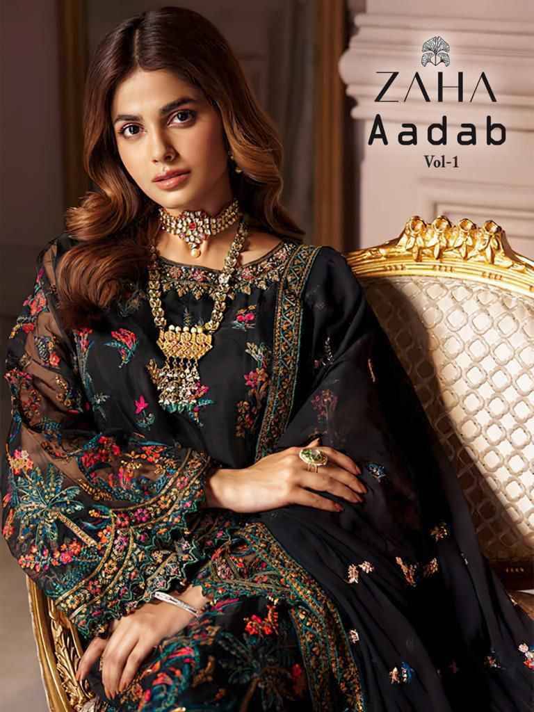 AADAB BY ZAHA 10203 TO 10205 SERIES DESIGNER PAKISTANI SUITS BEAUTIFUL ...
