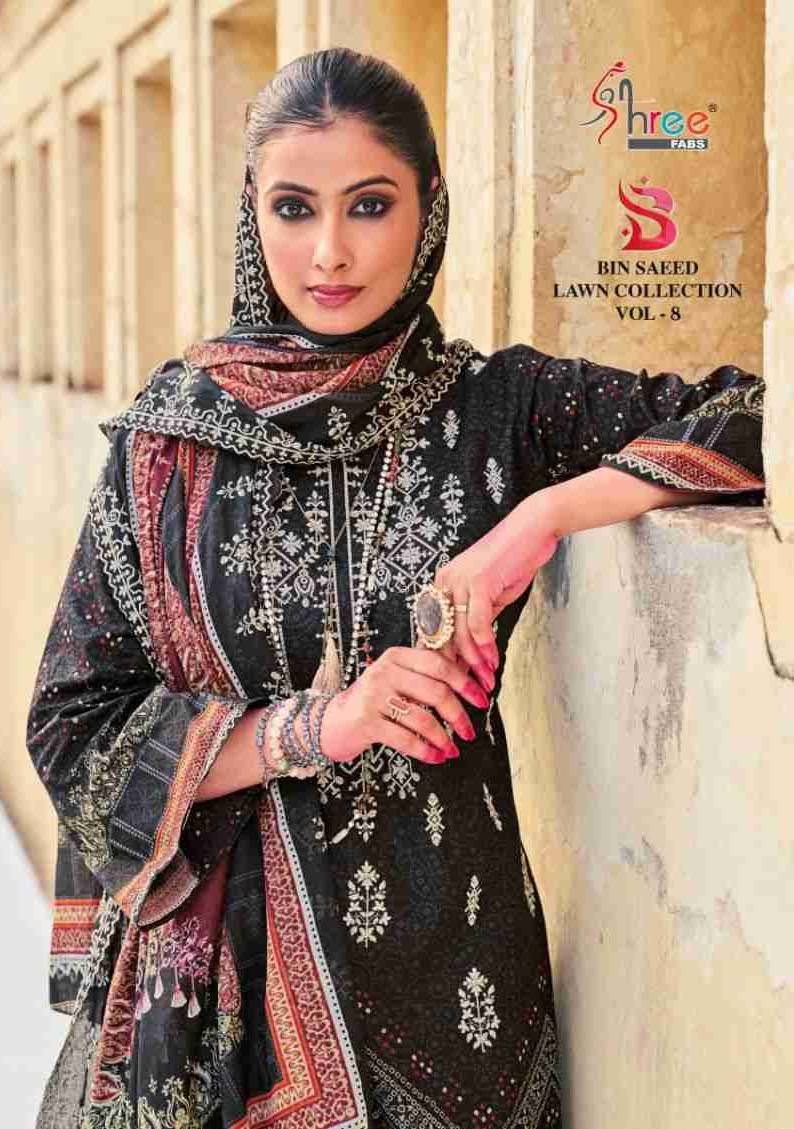 BIN SAEED LAWN COLLECTION VOL-8 BY SHREE FABS 8001 TO 8003 SERIES ...