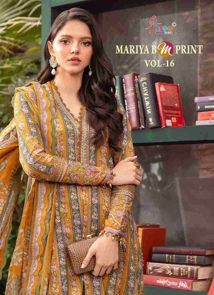 MARIYA B MPRINT VOL-16 BY SHREE FABS 3512 TO 3519 SERIES BEAUTIFUL PAKISTANI SUITS COLORFUL ...