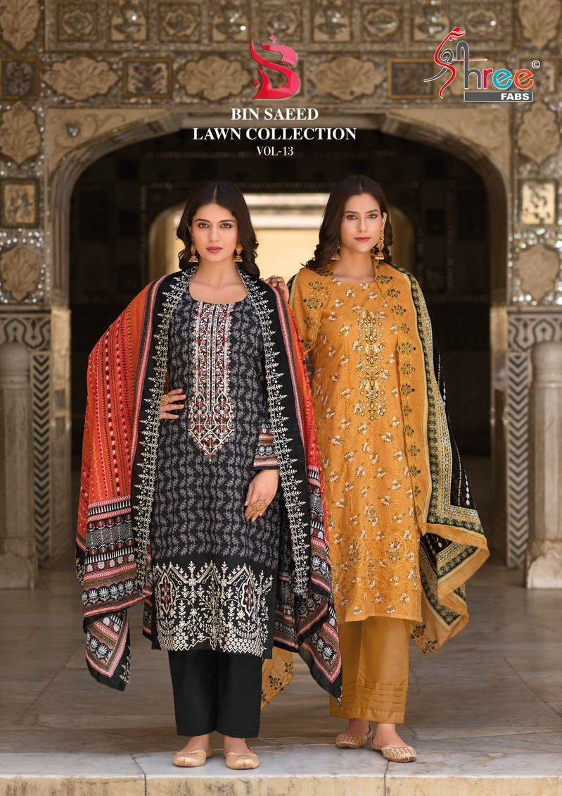BIN SAEED LAWN COLLECTION VOL-13 BY SHREE FABS 13001 TO 13006 SERIES ...