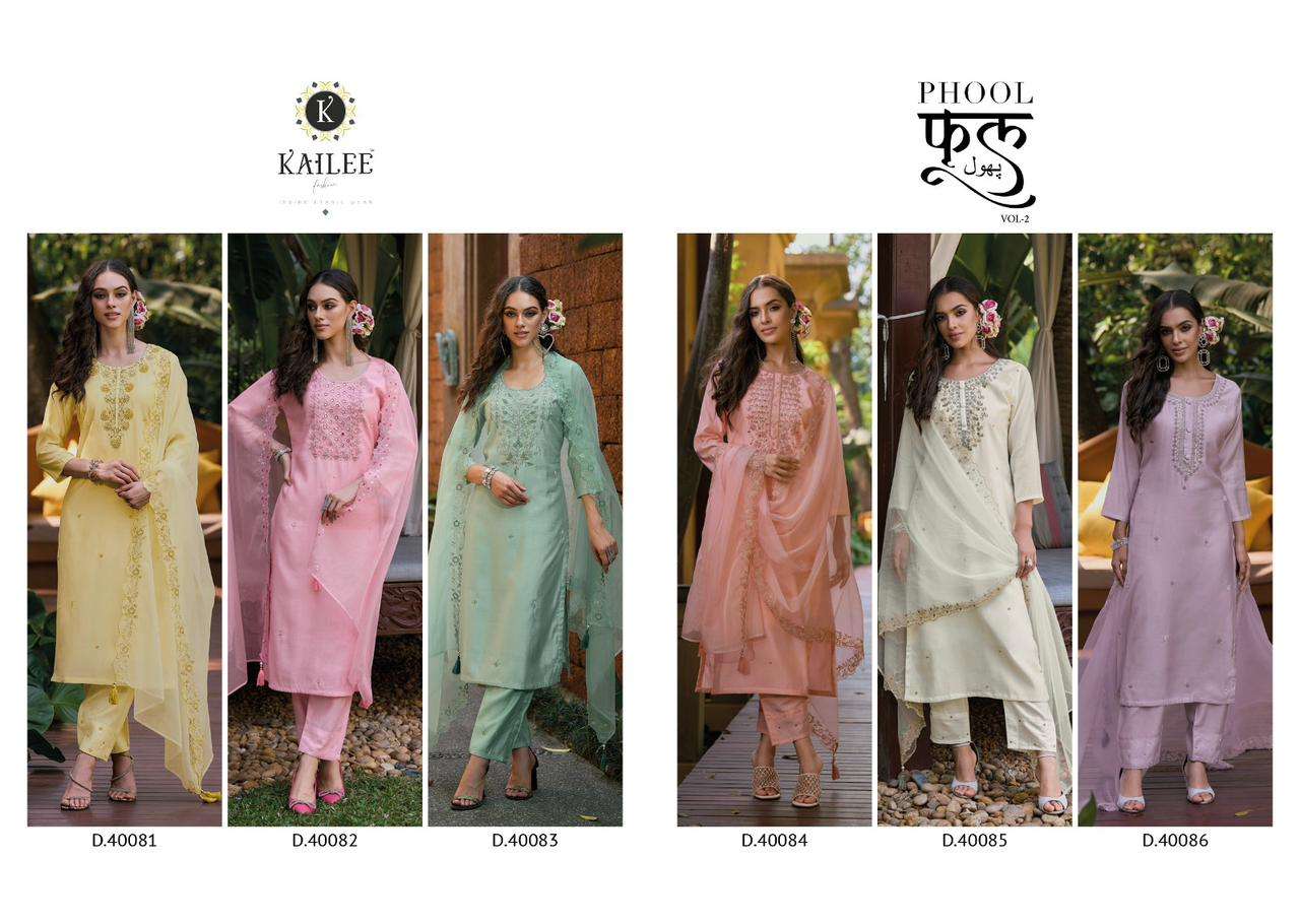 PHOOL VOL-2 BY KAILEE 40081 TO 40086 SERIES BEAUTIFUL SUITS COLORFUL ...
