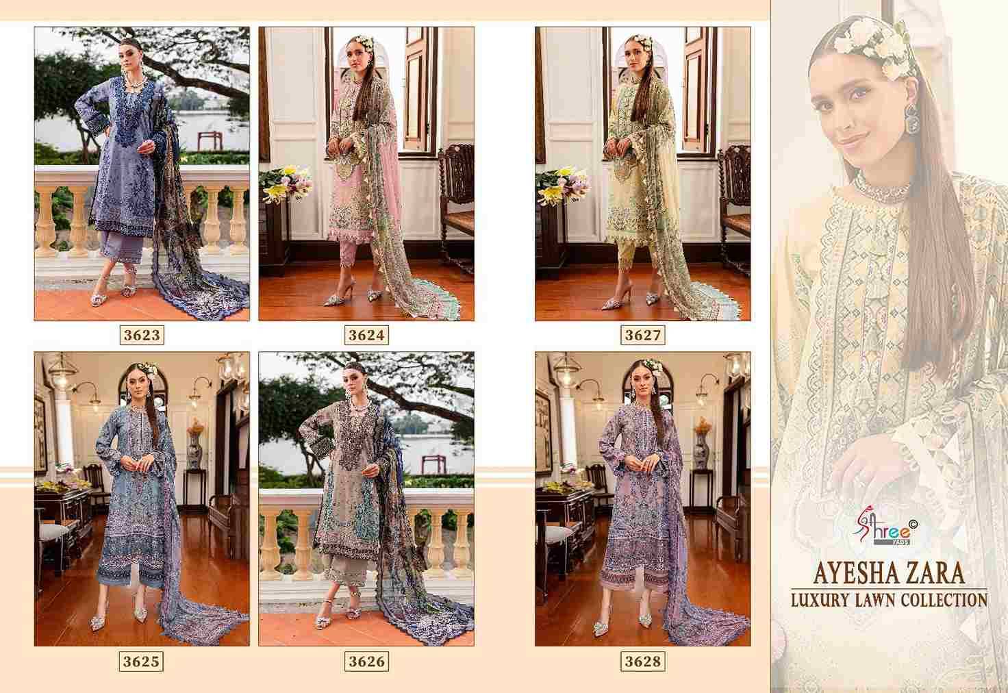 AYESHA ZARA PREMIUM LAWN COLLECTION BY SHREE FABS 3623 TO 3628 SERIES DESIGNER PAKISTANI SUITS ...